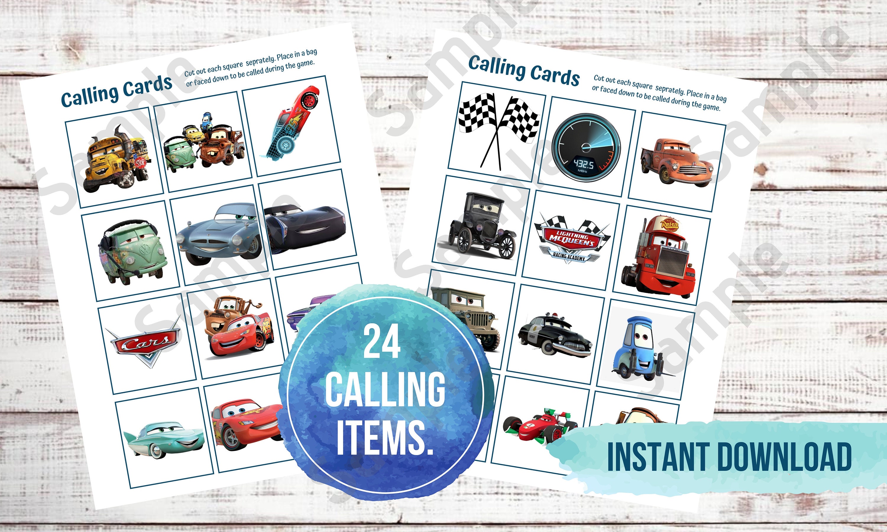 Cars Bingo Game, Printable, Kids Game, Cars Birthday Game,party Favor ...