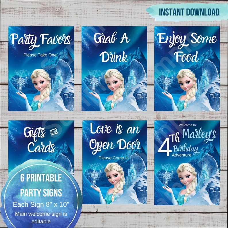 Frozen Party Sign Pack Birthday Party Signs Printable Signs - Etsy