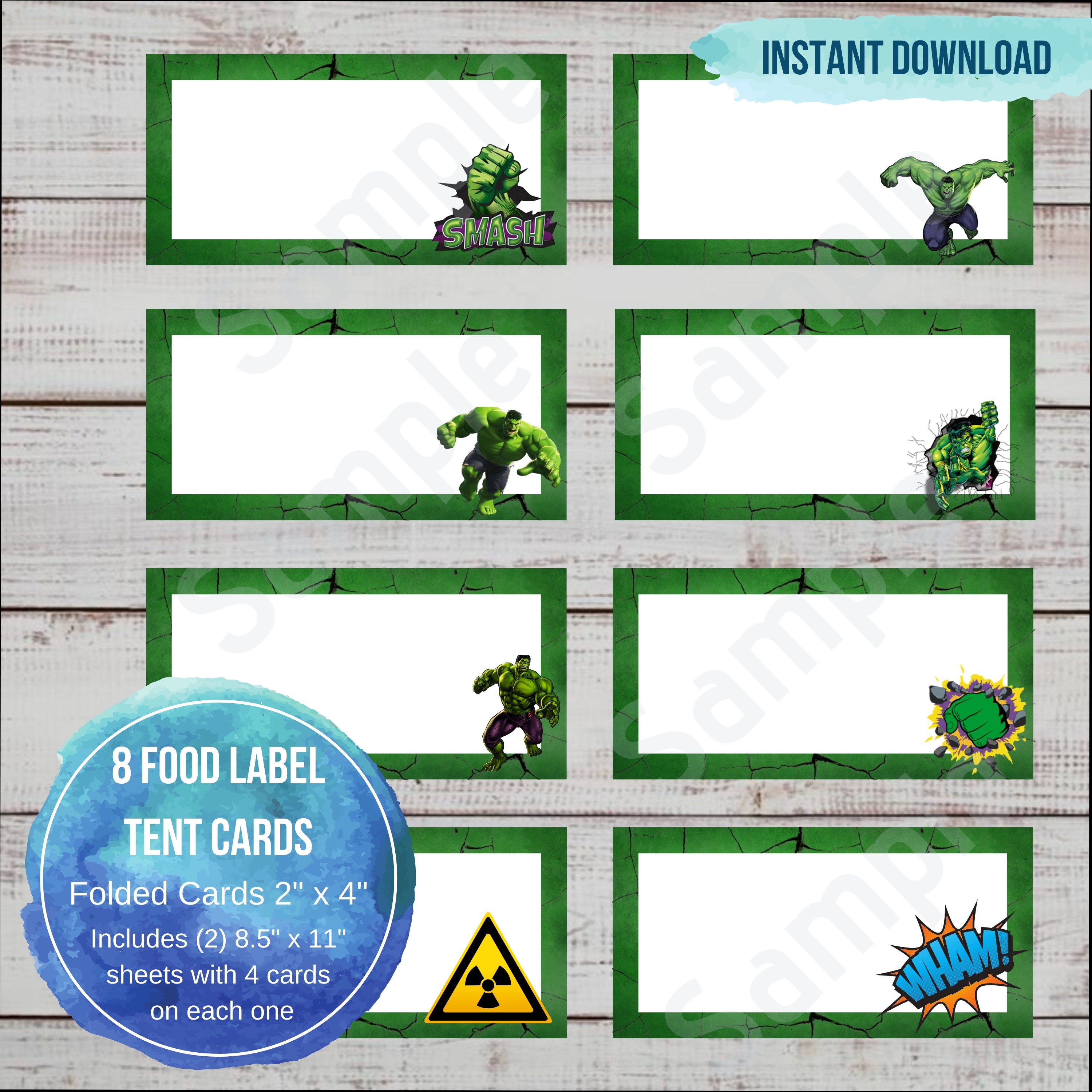 The Hulk Food Tent Label, the Hulk Food Label, the Hulk Food Cards ...