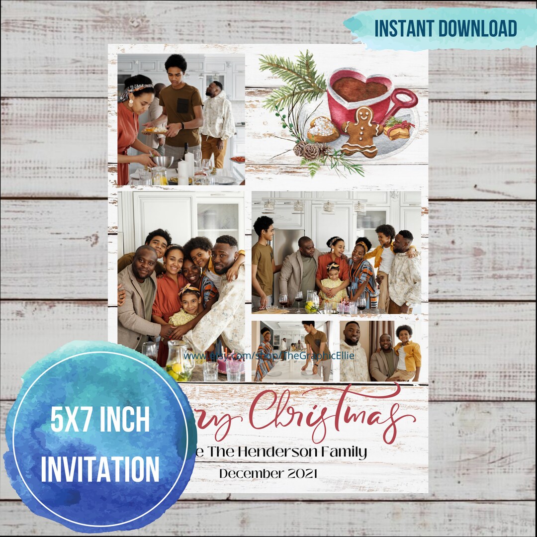 Hot Coco Christmas Cards With Photo Printable, Print on Demand, Photo ...