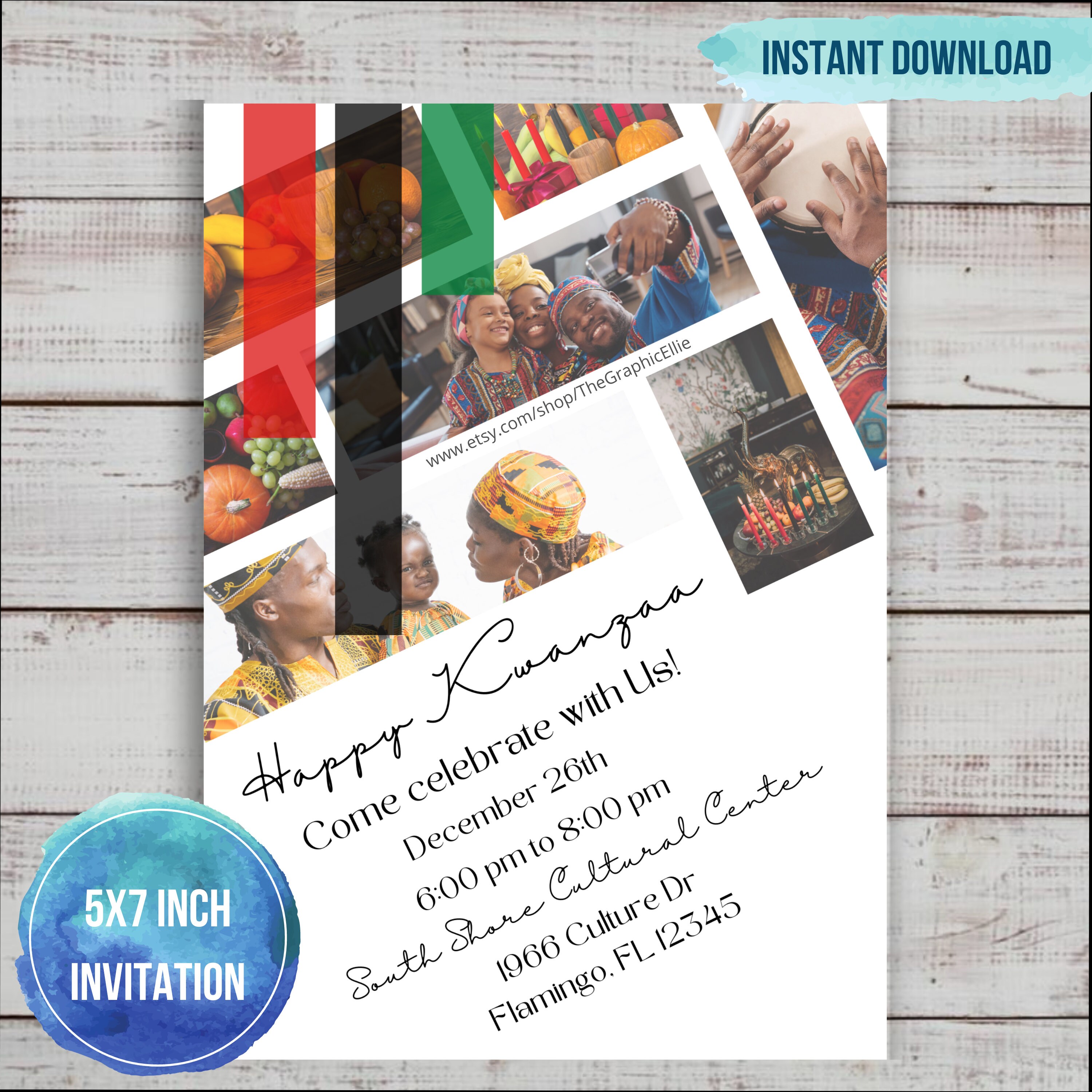 Kwanzaa Photo Collage 5x7 Invitation, Kwanzaa Invitation, Holiday Card ...