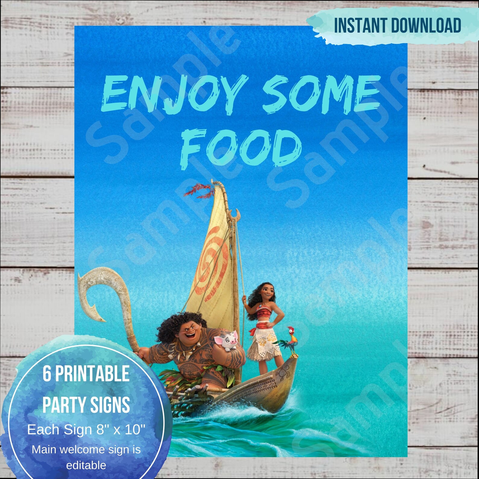 Moana Party Sign Pack, Birthday Party Signs, Printable Signs, Moana ...