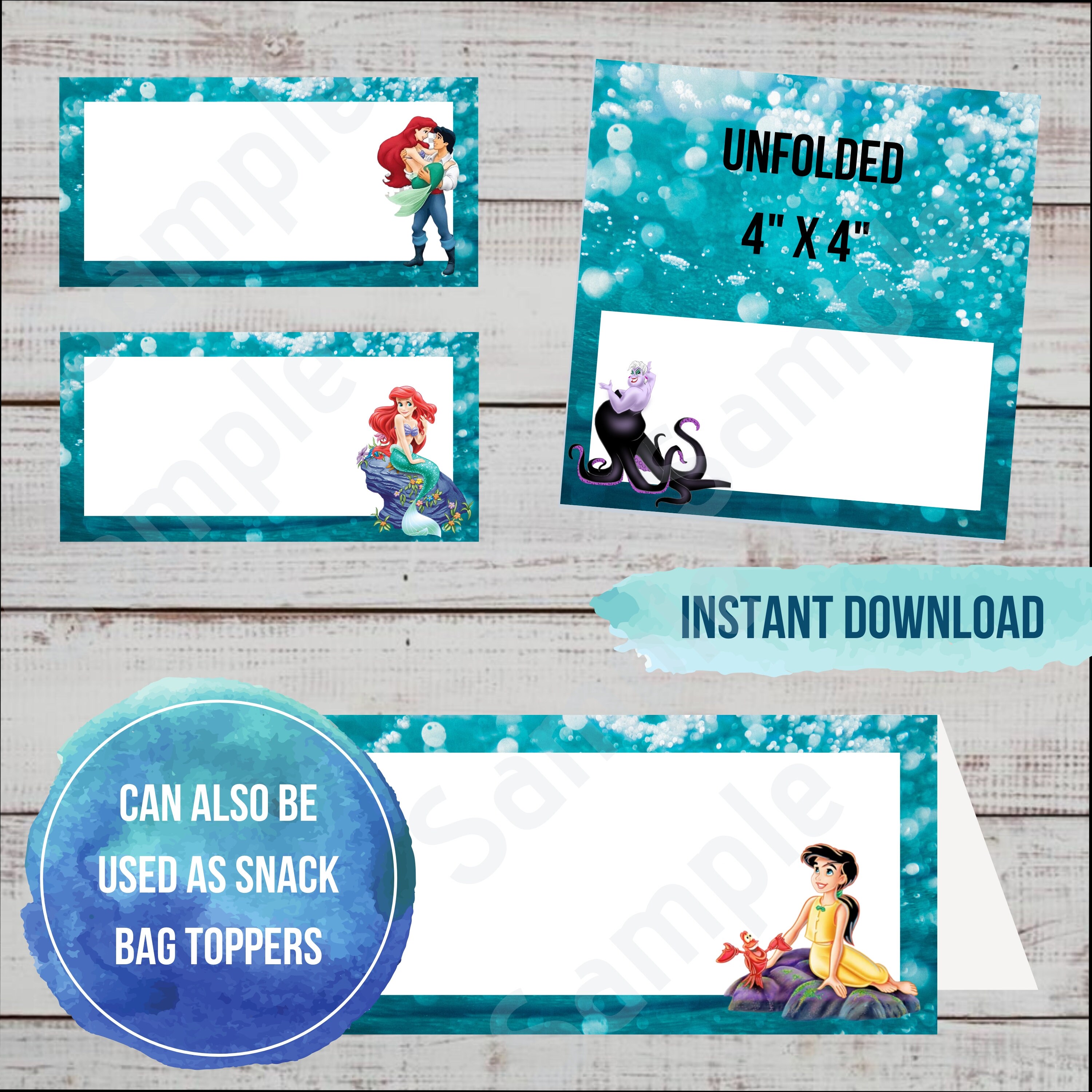 Mermaid Food Tent Label, Ariel Food Label, Mermaid Food Cards, Princess ...