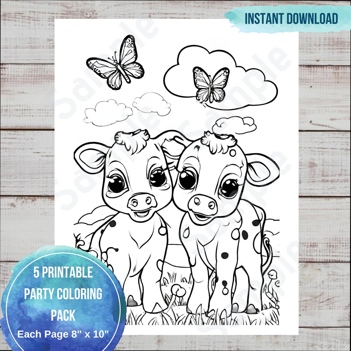 Cow Coloring Pack, Printable, Kids Activity, Cow Birthday Fun, Party ...