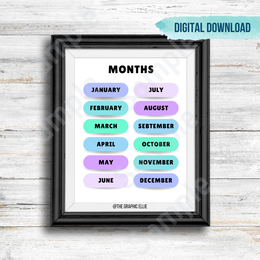 Months of the Year Printable, Montessori Education Poster, Homeschool ...