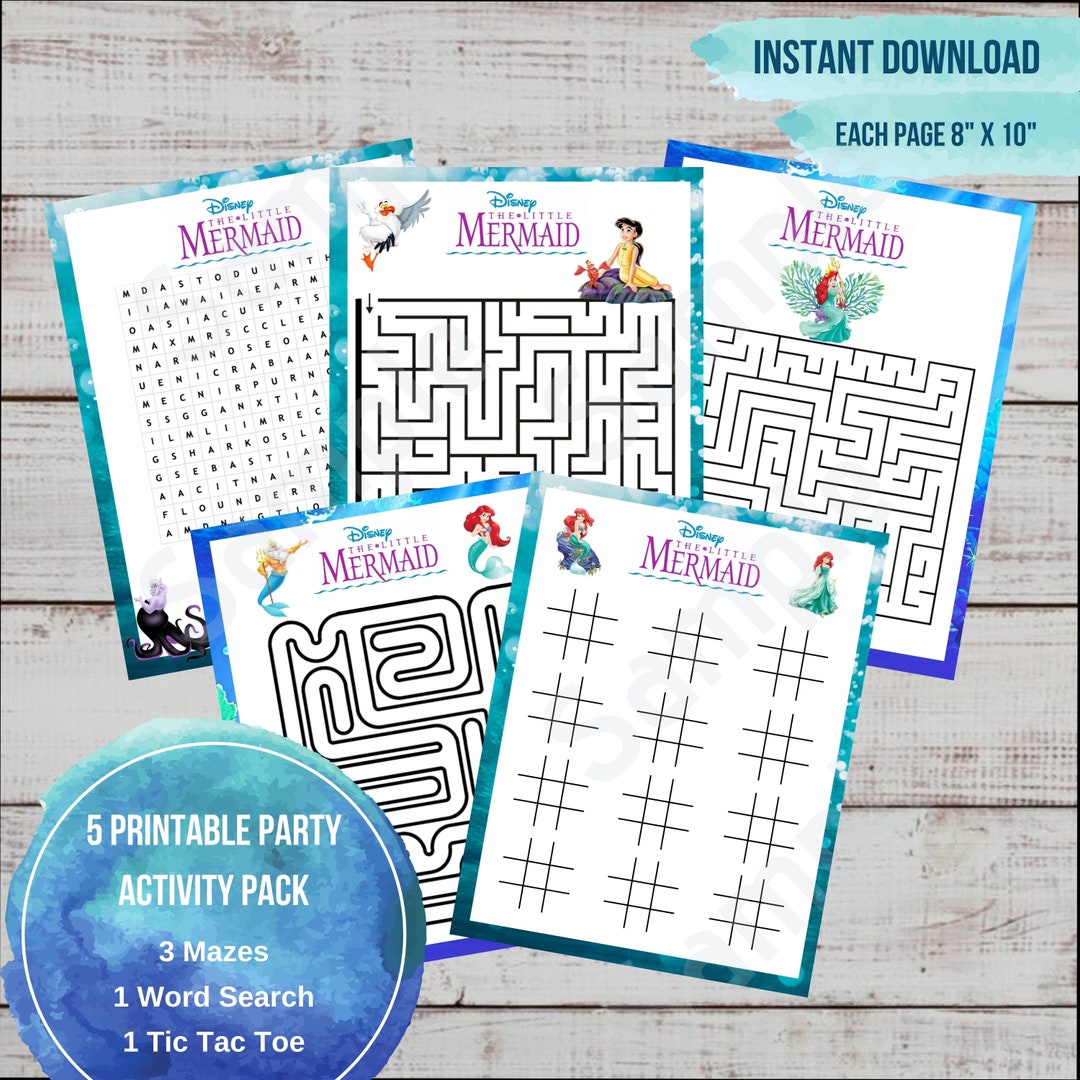 Mermaid Activity Pack, Printable, Kids Activity, Mermaid Birthday Fun ...