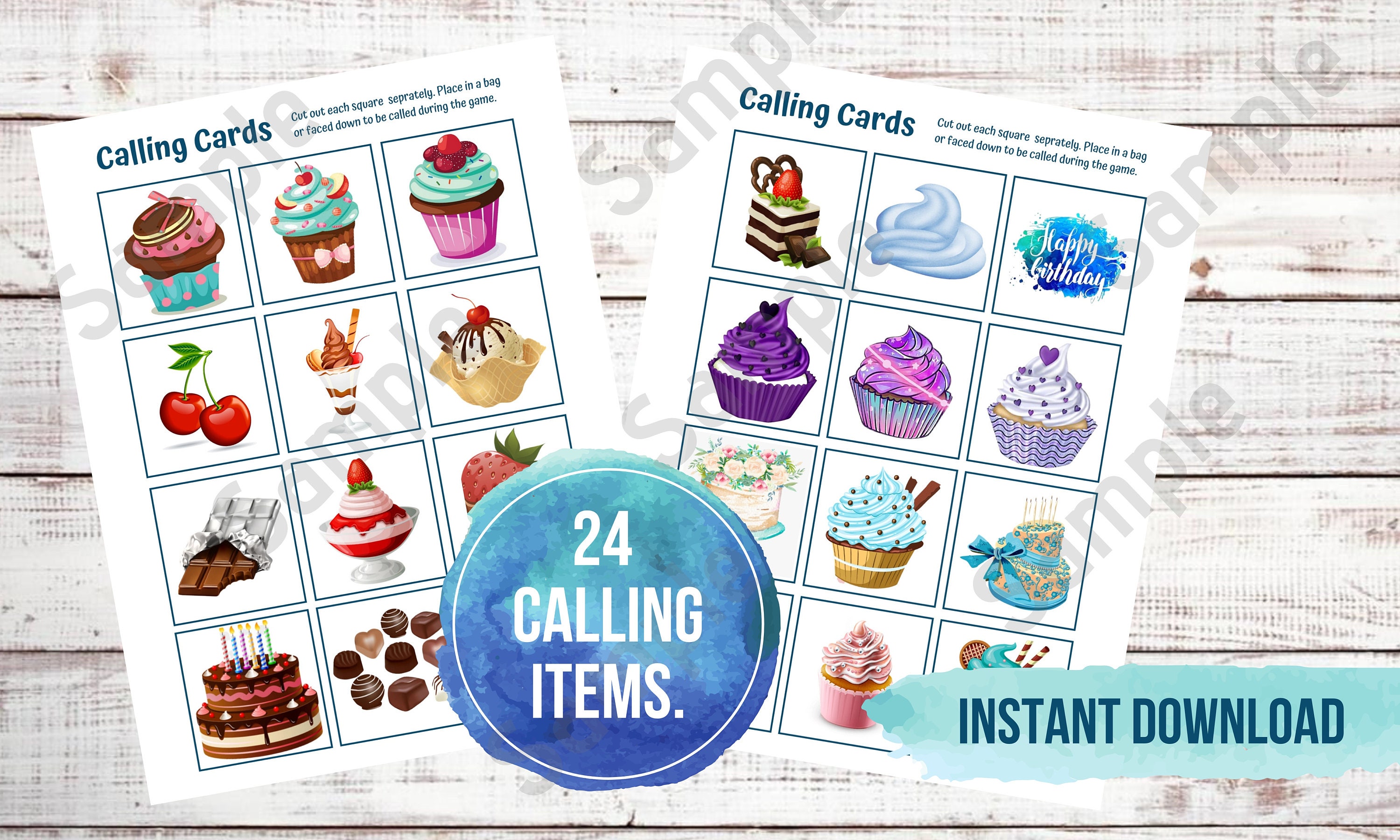 Sweet Treats Cupcake Bingo Game, Juego para niños, Juego de cumpleaños ...