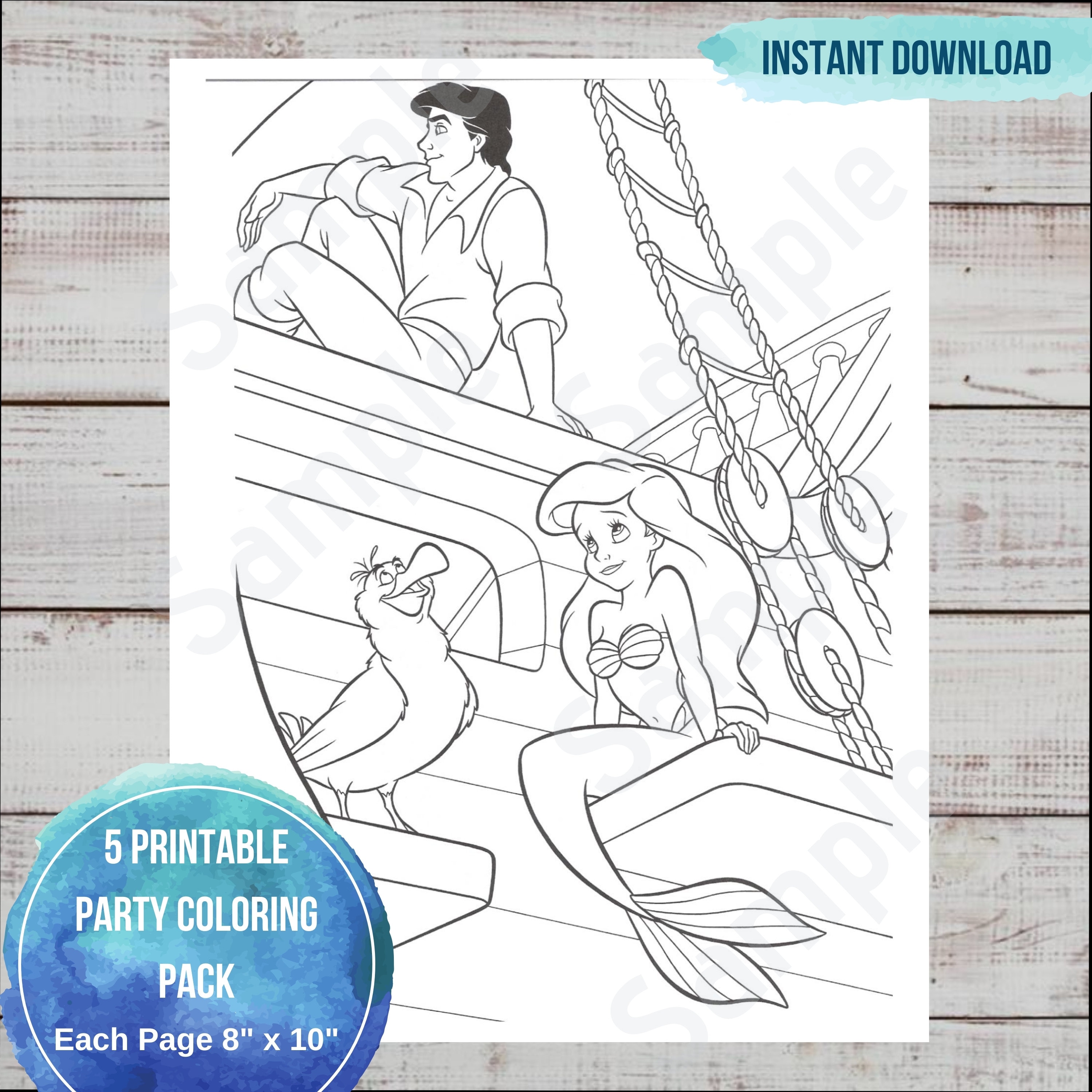 Mermaid Coloring Pack, Printable, Kids Activity, Mermaid Birthday Fun ...