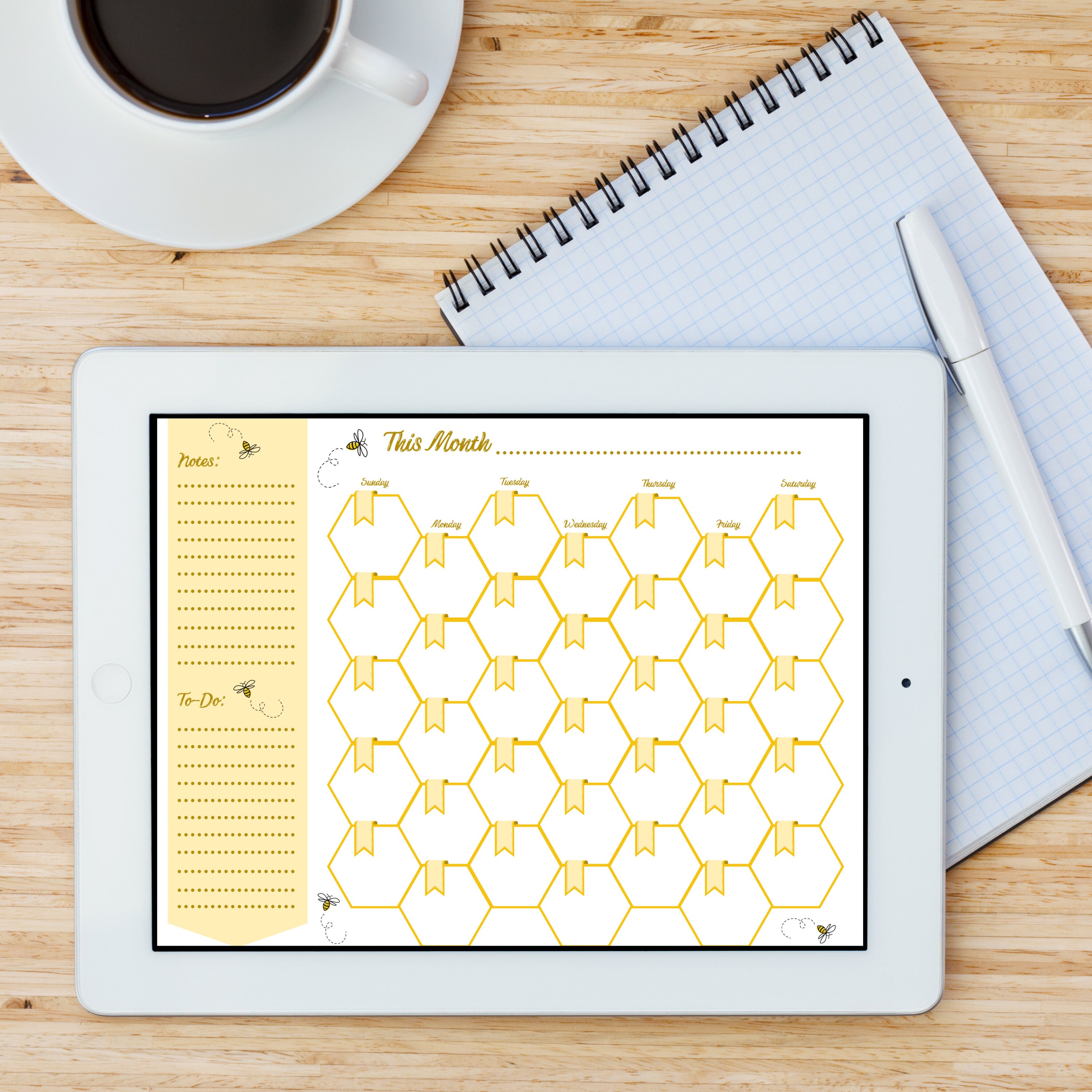 Honeycomb Bullet Journal Inspired Printable Month Layout, Month ...