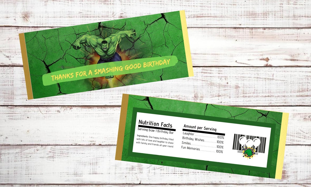 The Hulk, Incredible Hulk, Hershey Chocolate Wrapper, Printable ...
