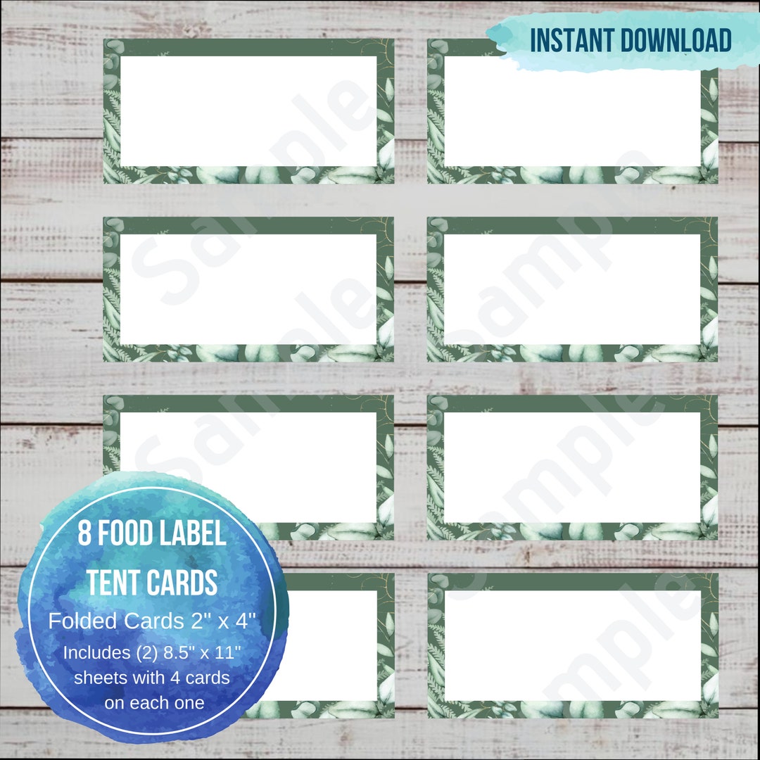 Dark Sage Food Tent Label, Botanical Food Label, Modern Food Cards ...