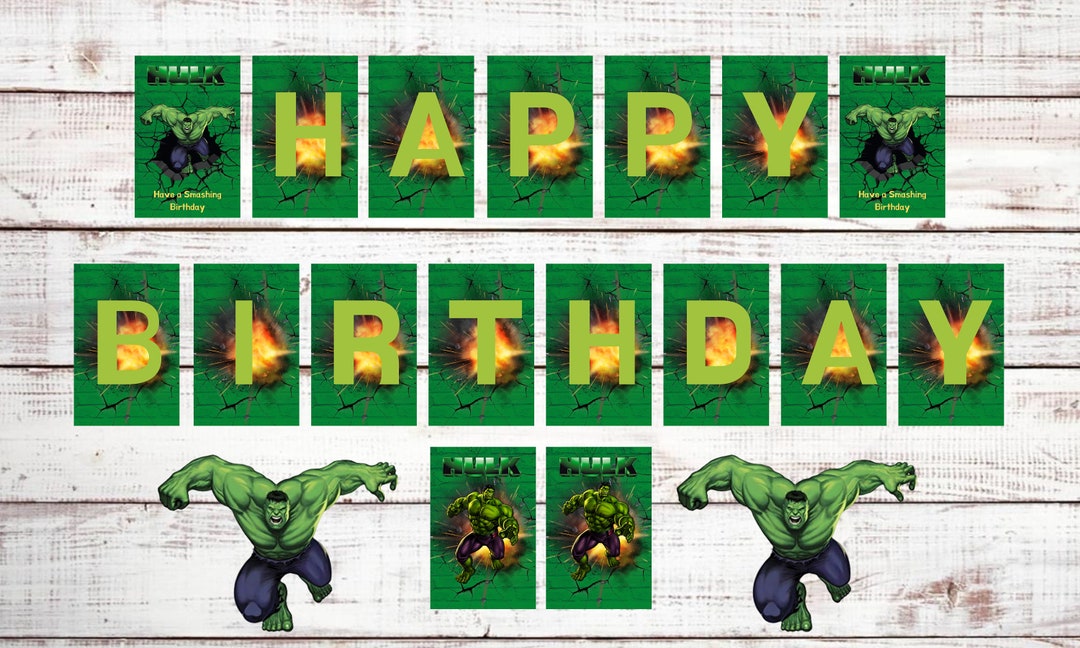 The Hulk Banner, DIY Banner, Party Supplies, Birthday Party, Printable ...