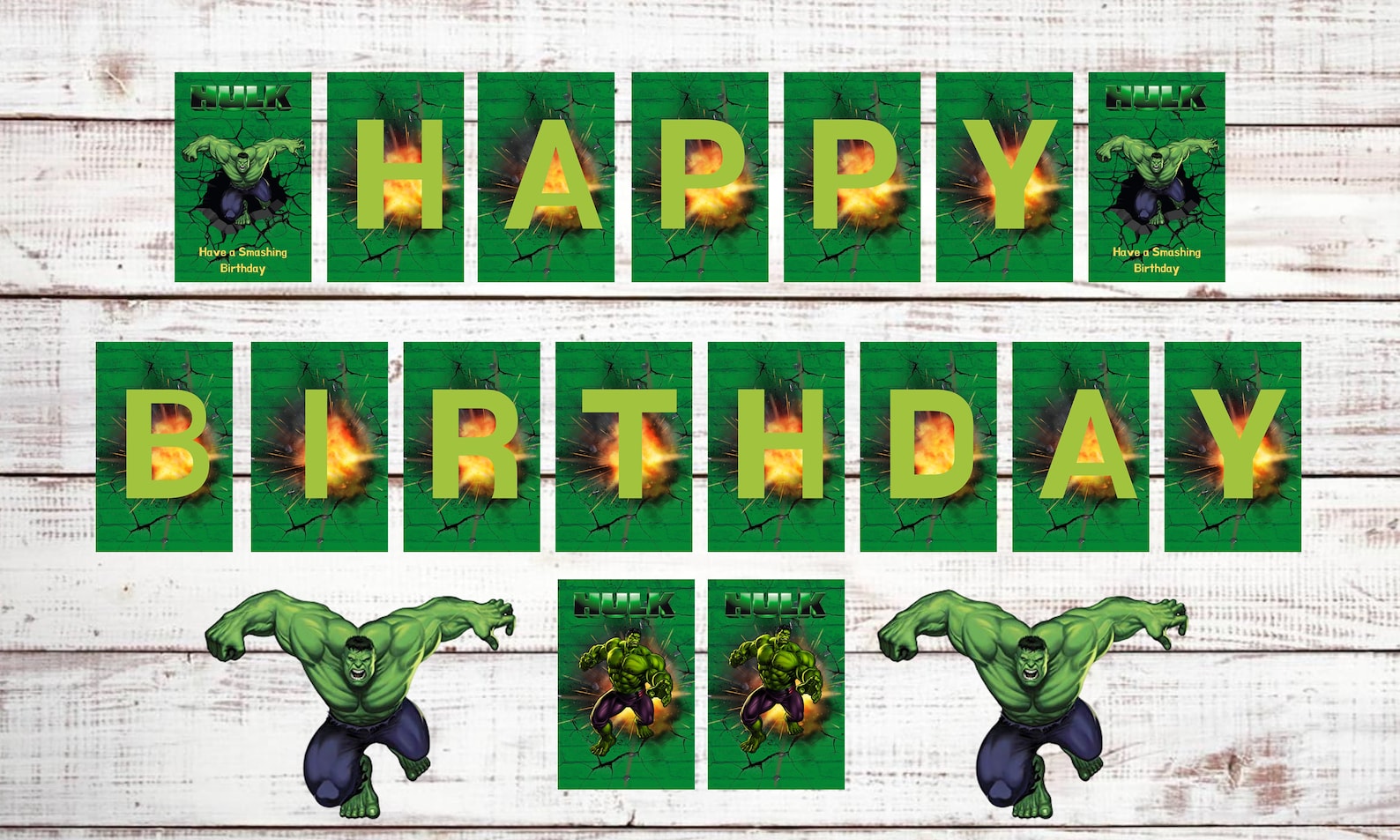 The Hulk Banner, DIY Banner, Party Supplies, Birthday Party, Printable ...