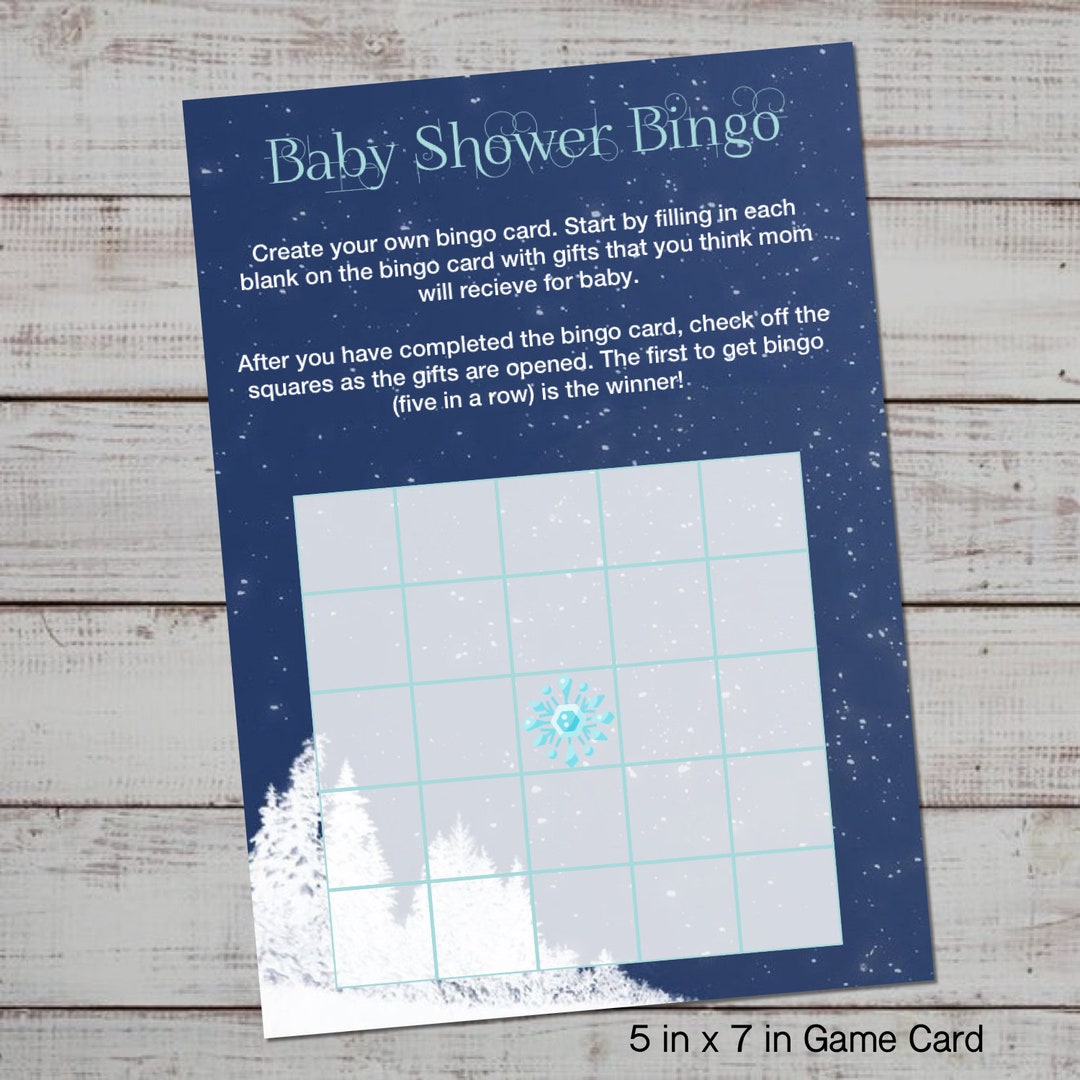 Snowy Winter Theme Baby Bingo, Baby Shower Bingo Cards, Printable Baby ...