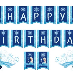 Frozen Banner, DIY Banner, Party Supplies, Birthday Party, Printable ...