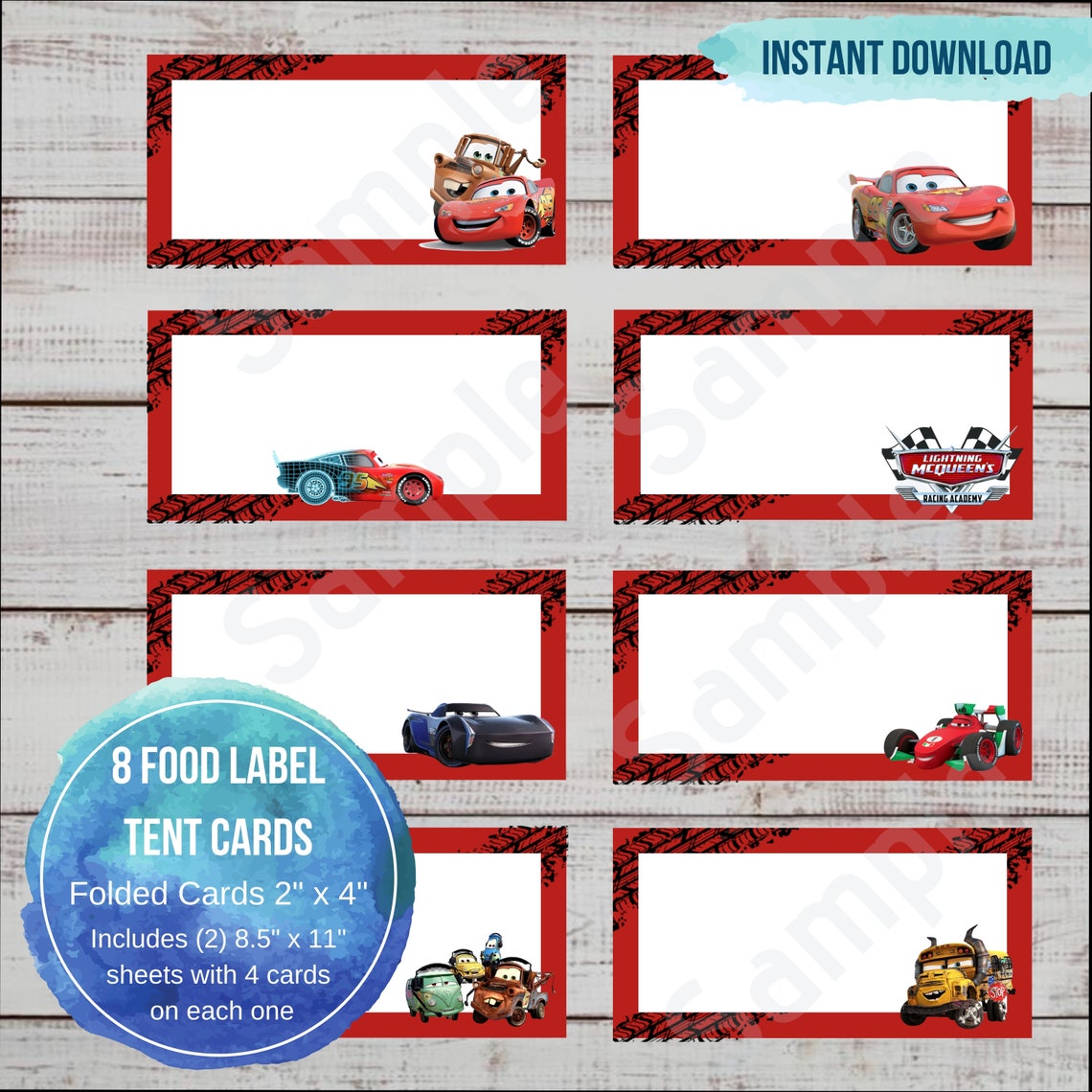 Cars Food Tent Label, Cars Food Label, Cars Food Cards, Food Label ...