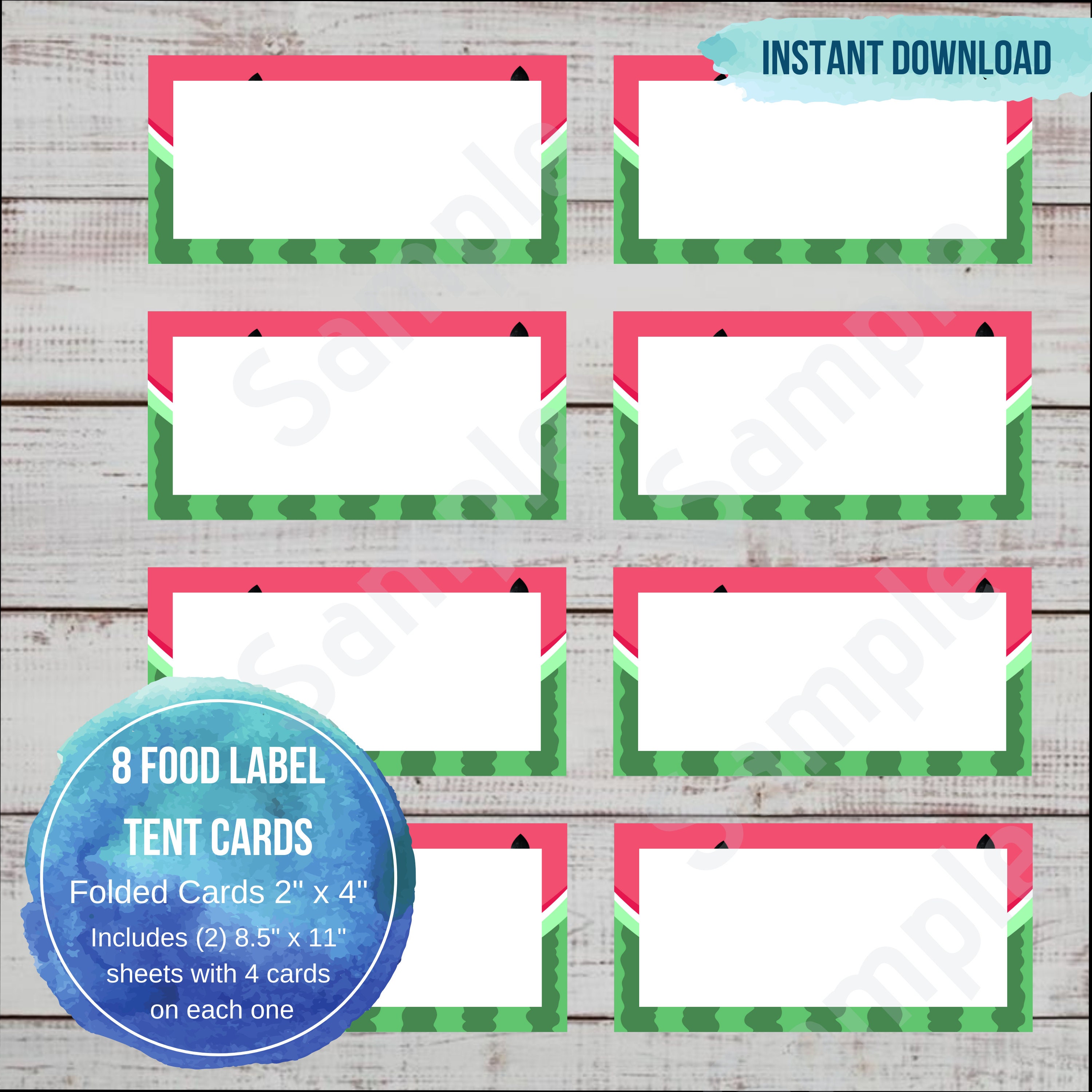Watermelon Slice Food Tent Label Watermelon Food Label - Etsy