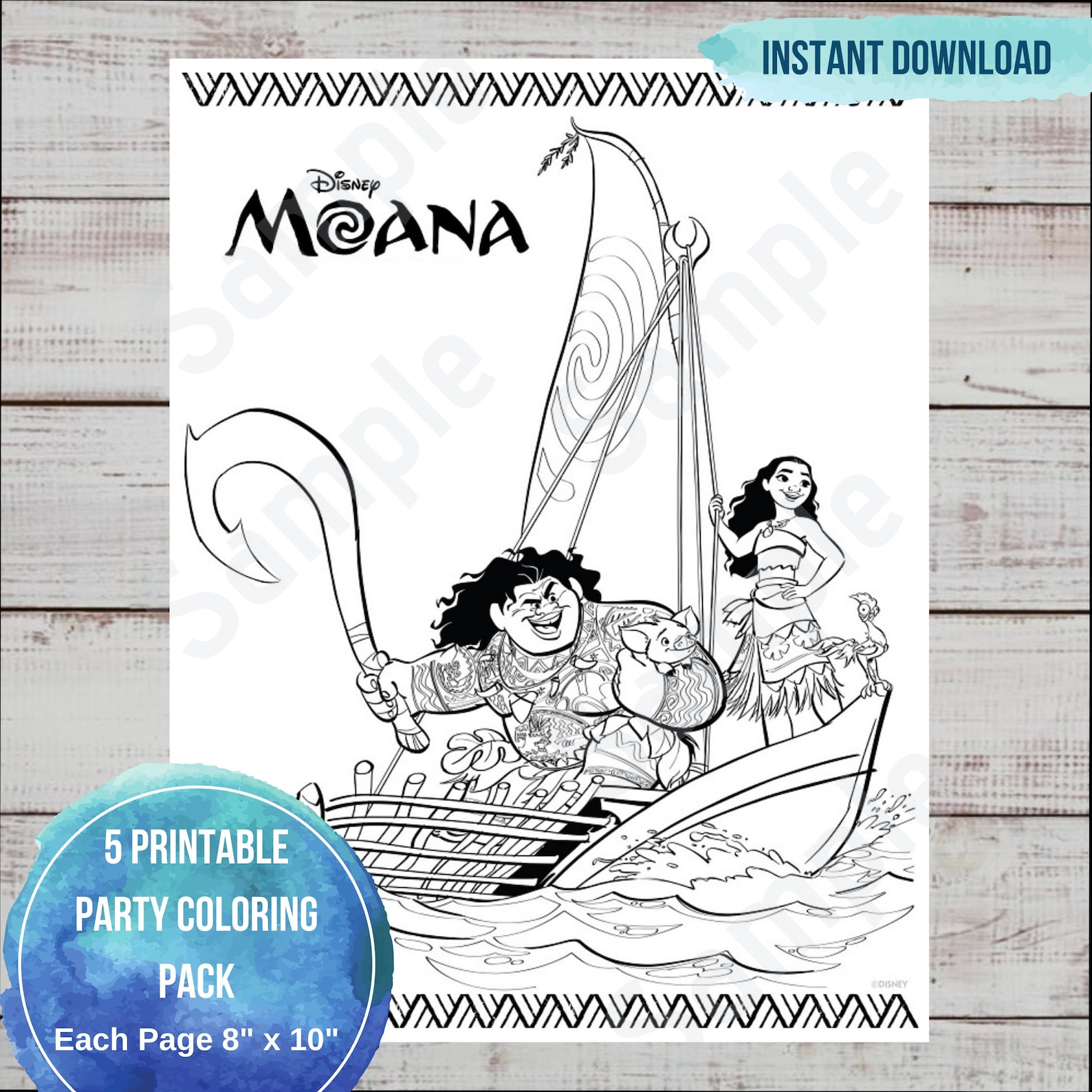 Moana Activity and Coloring Pack Printable Kids Activity | Etsy