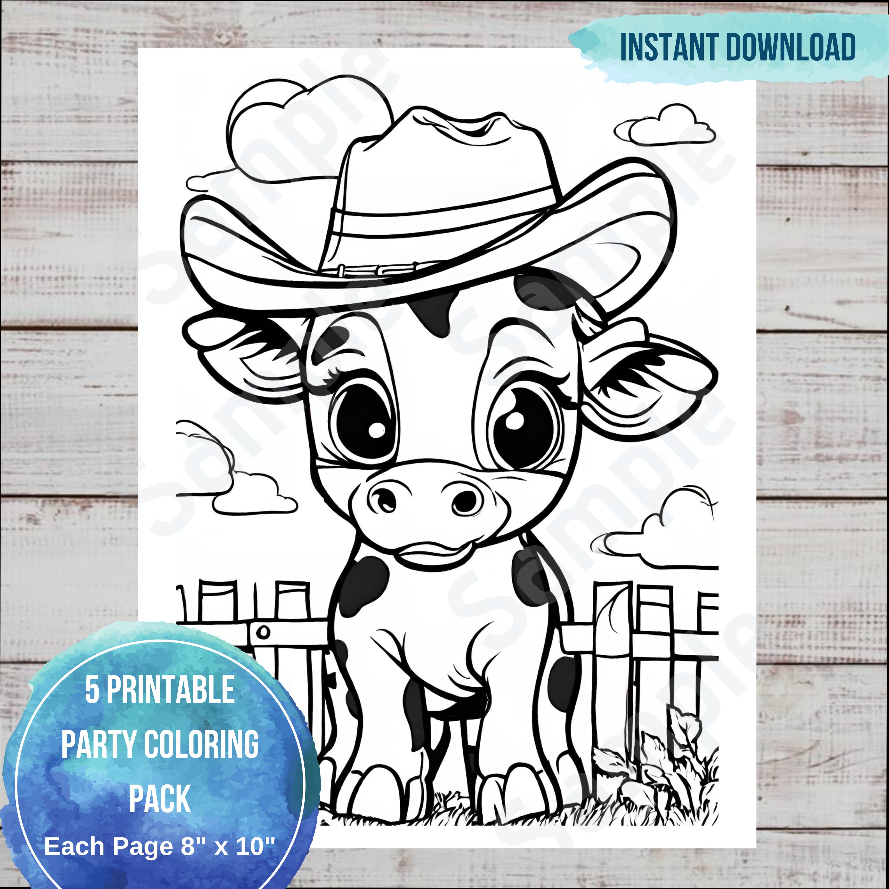 Cow Coloring Pack, Printable, Kids Activity, Cow Birthday Fun, Party ...