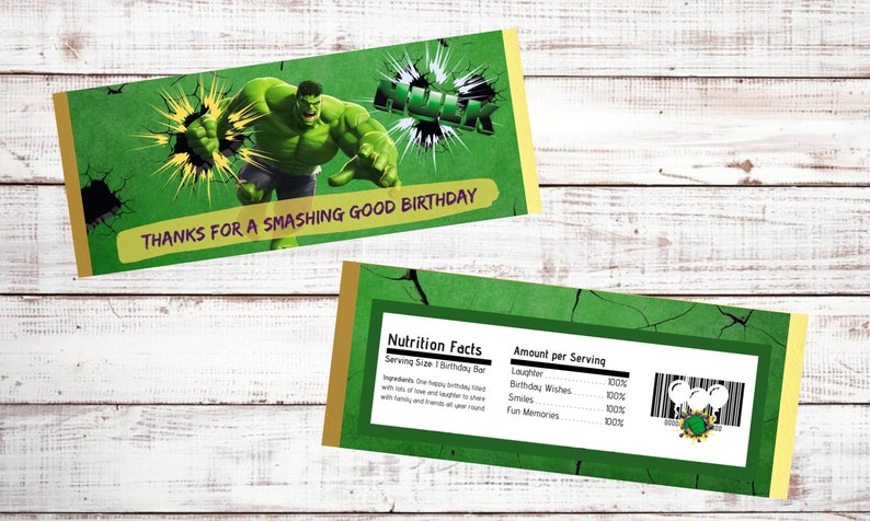 The Hulk, Incredible Hulk, Hershey Chocolate Wrapper, Printable ...