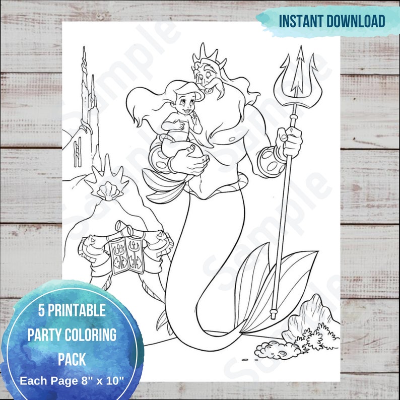 Mermaid Coloring Pack Printable Kids Activity Mermaid | Etsy