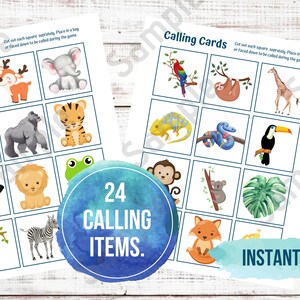 Jungle Safari Bingo Game, Printable, Kids Game, Birthday Game, Party ...