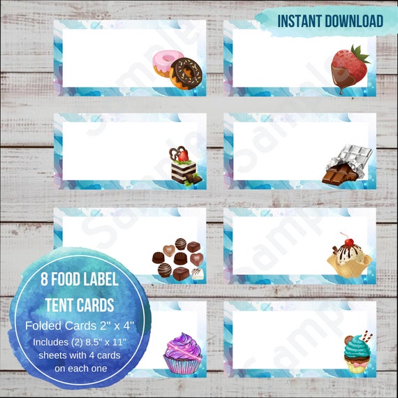 Sweet Treats Food Tent Label Watercolor Food Label Desserts | Etsy