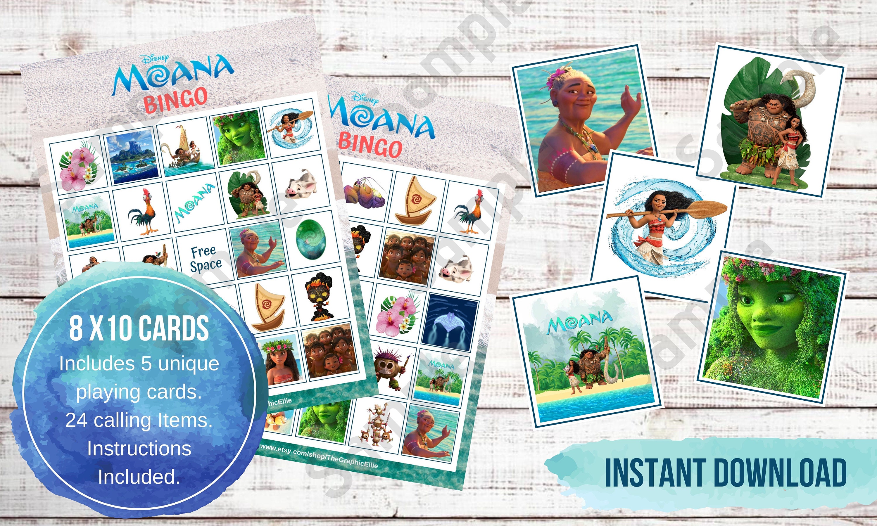 Moana Bingo Game, Printable, Kids Game, Moana Birthday Game, Party ...