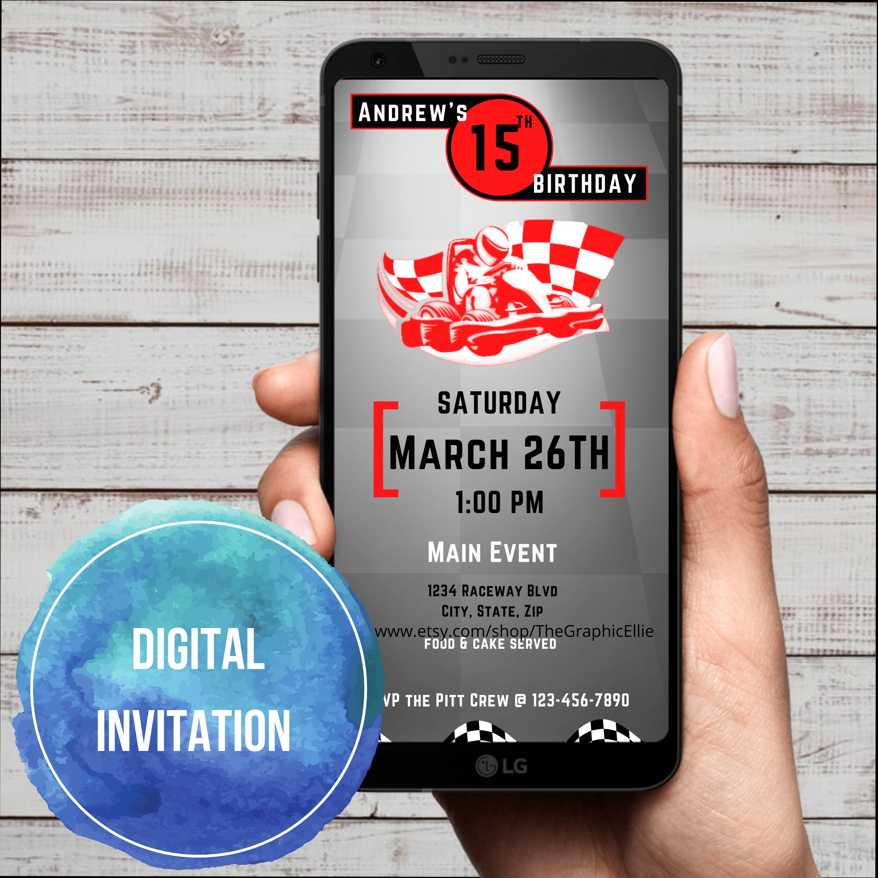 Go Kart Party Invitation -red & White Racer - Go Kart Party - Karting ...