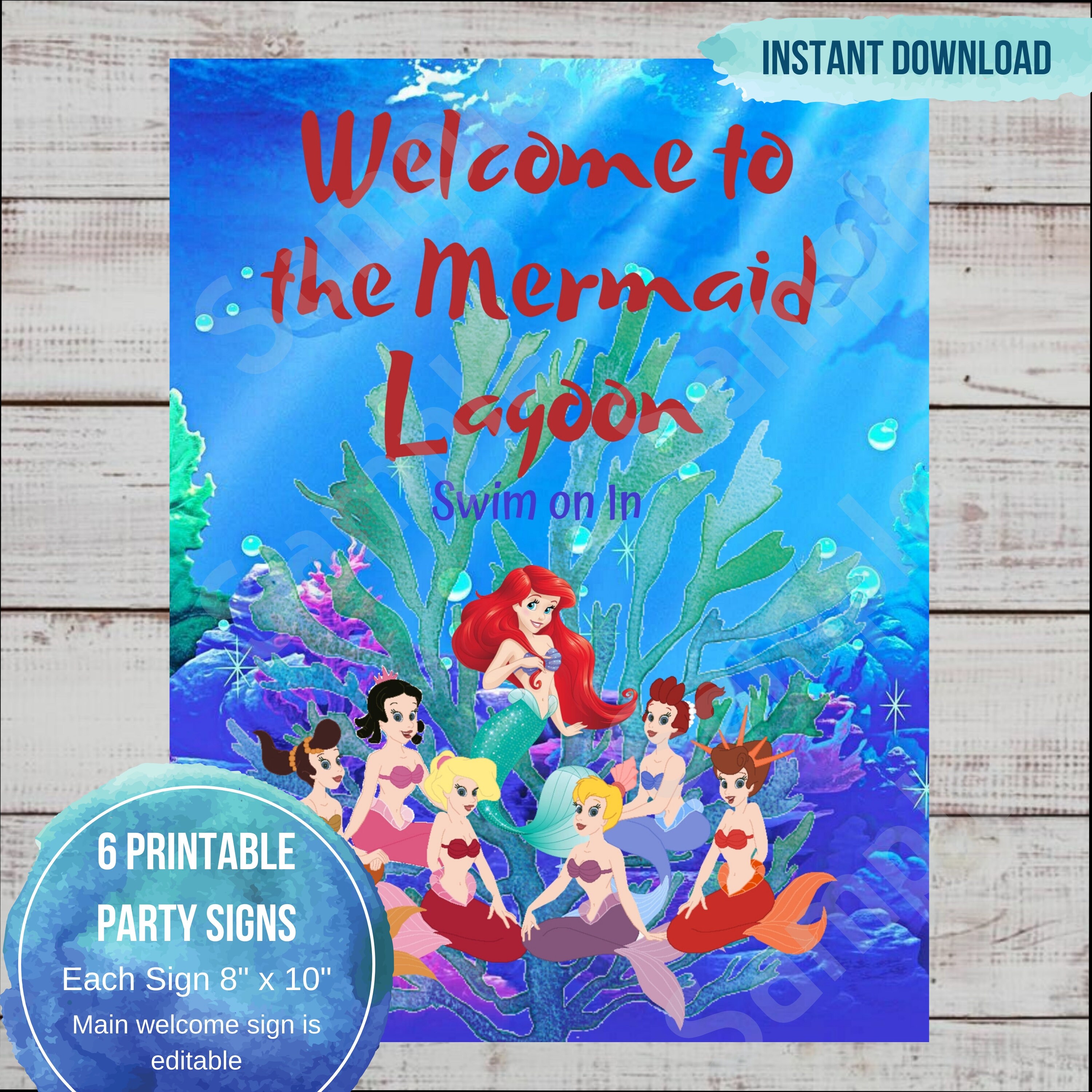 Little Mermaid Party Sign Packs,birthday Party Sign,printable Sign ...