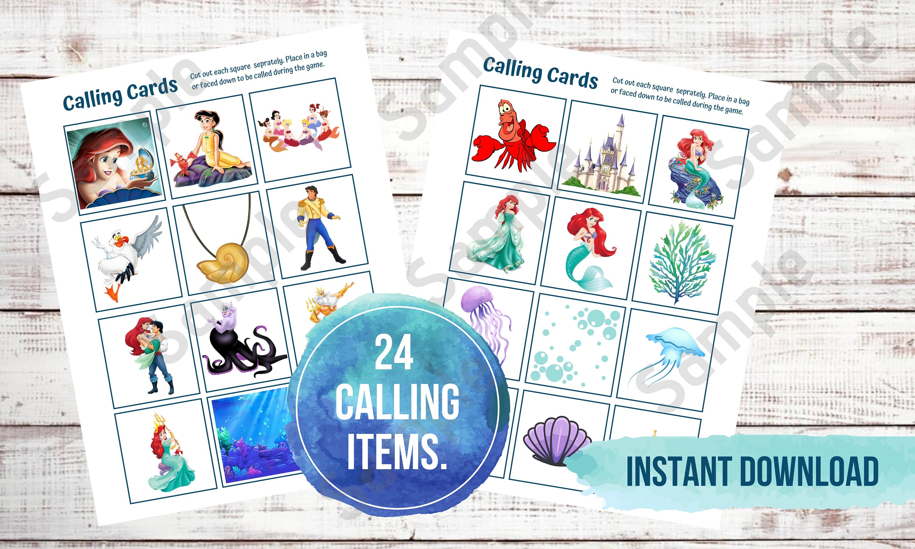 Little Mermaid Bingo Game Printable Kids Game Mermaid - Etsy Canada