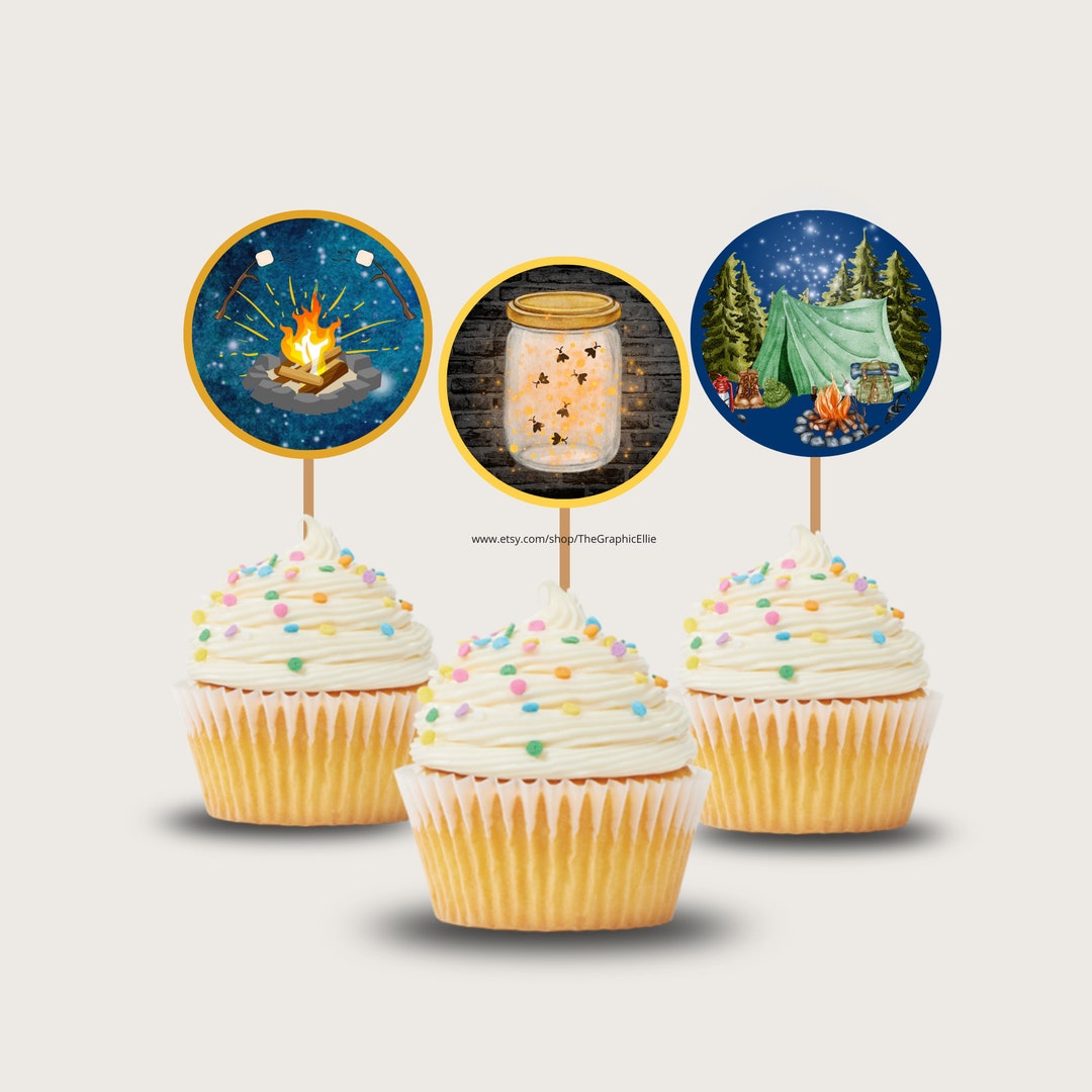 Bonfire Birthday Cupcake Topper, Backyard Bonfire Birthday Toppers ...
