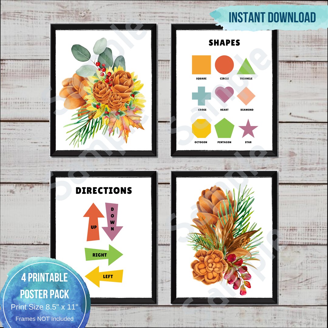 Shapes and Directions Print, Educational Prints for Kids, Large Wall ...