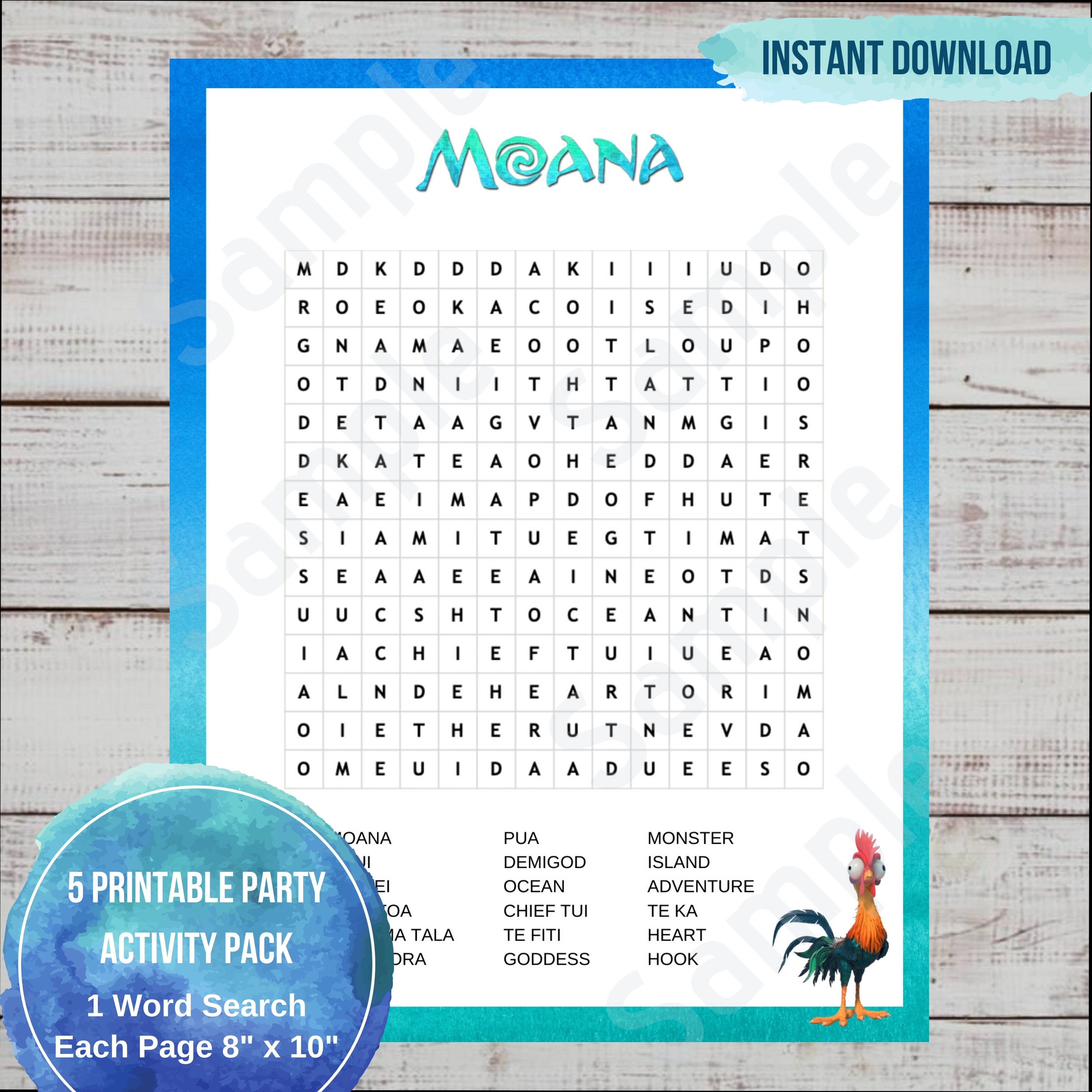 Moana Activity Pack Printable Kids Activity Moana Birthday - Etsy