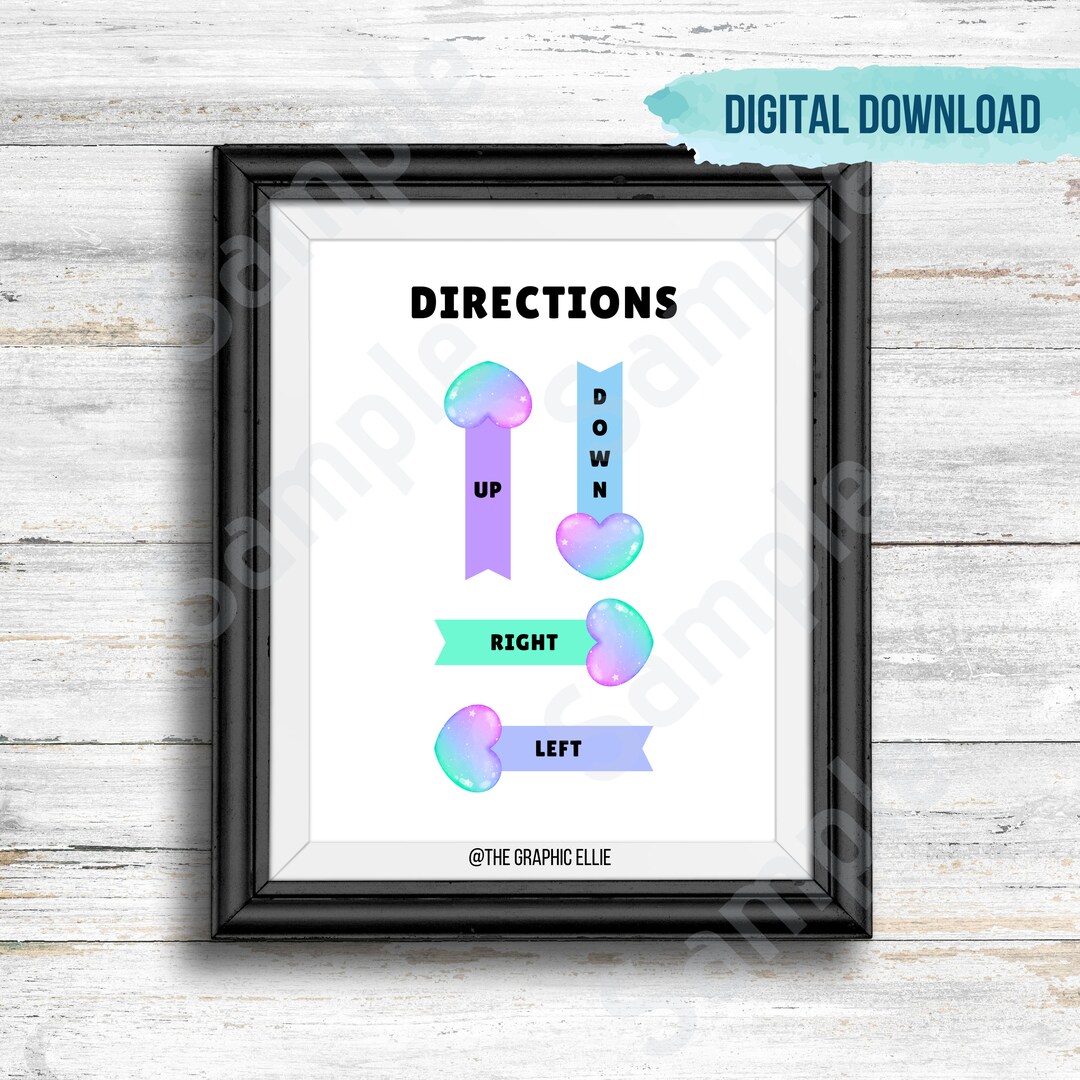 Educational Prints, Directions UP DOWN Classroom Posters, Playroom ...