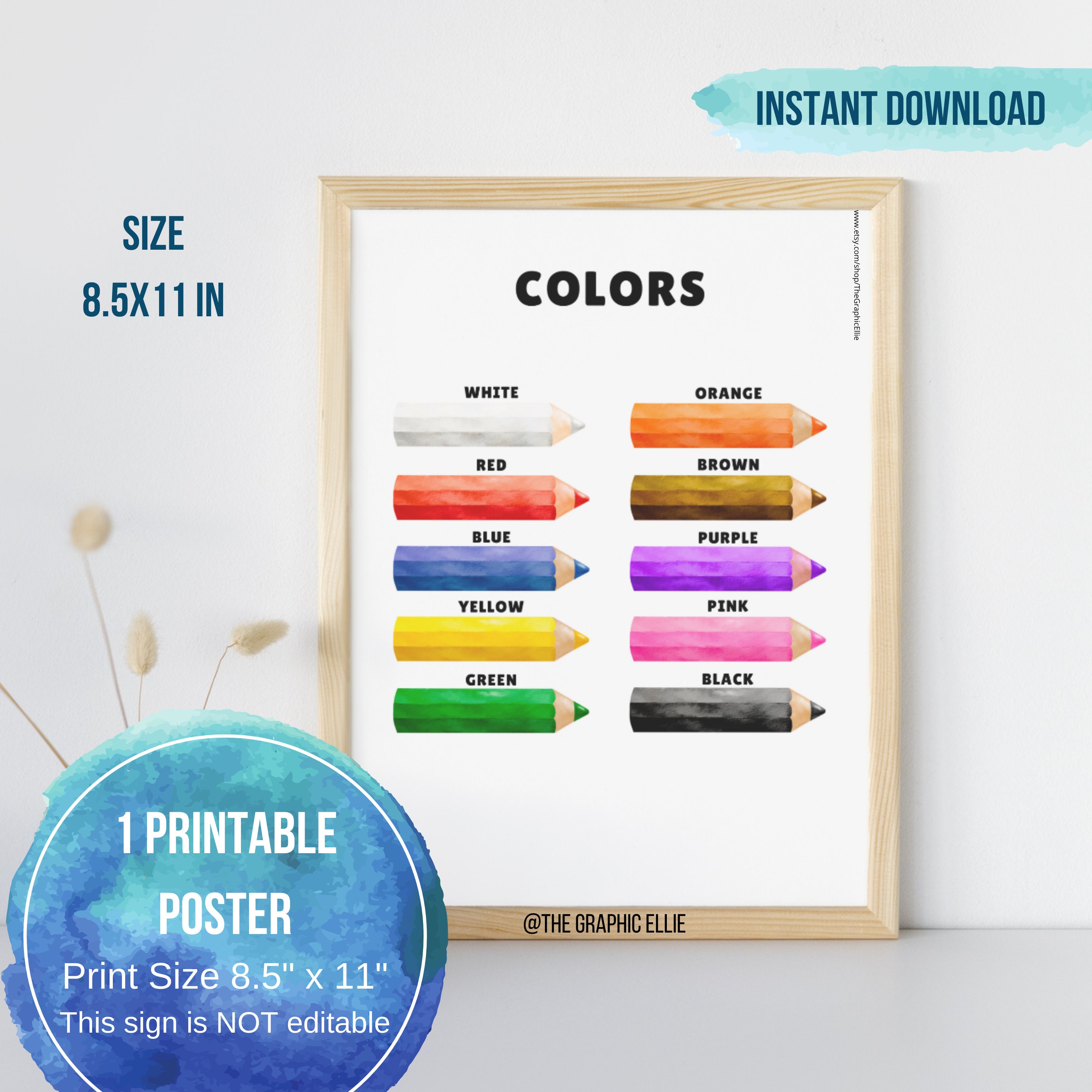 Watercolor Education Learning Posters Color Pencils Playroom - Etsy