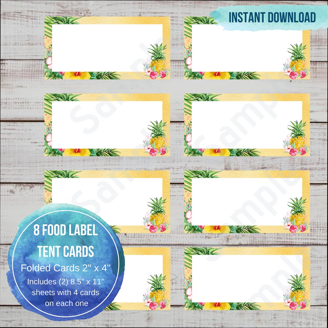 Pineapple Food Tent Label, Party Like a Pineapple Food Label, Summer ...