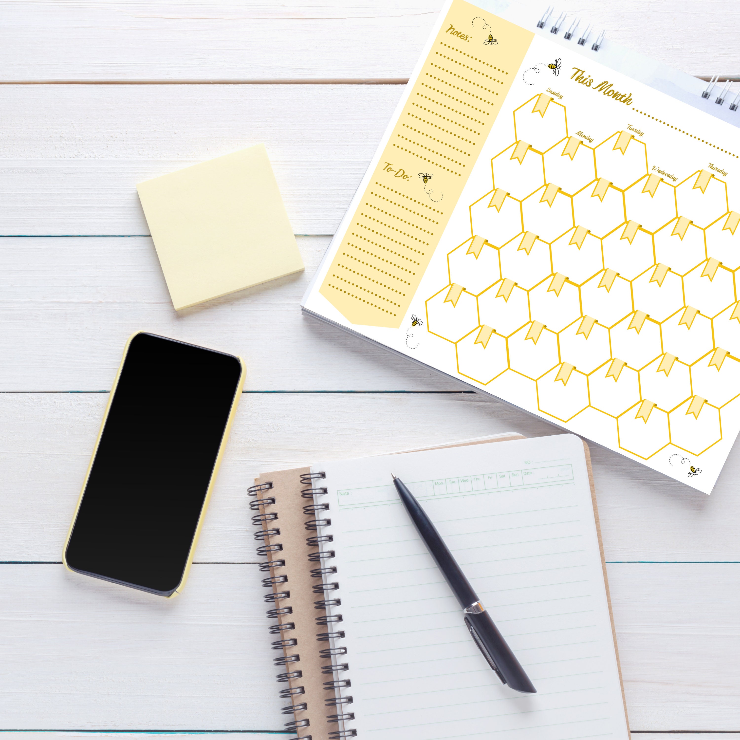 Honeycomb Bullet Journal Inspired Printable Month Layout, Month ...