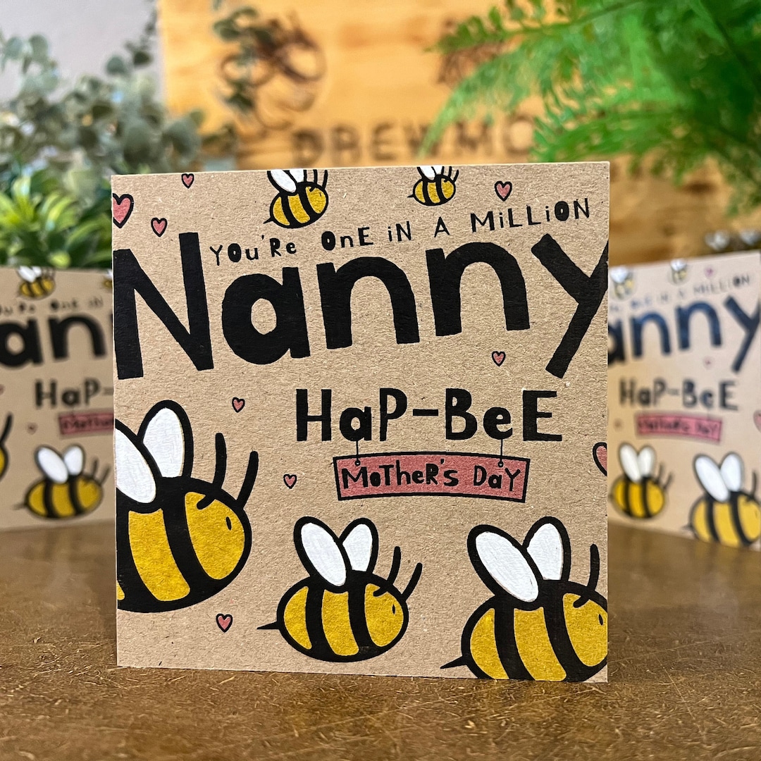 Bee Card, Nannny, Mother's Day Card, You're One in a Million Nanny, Eco ...