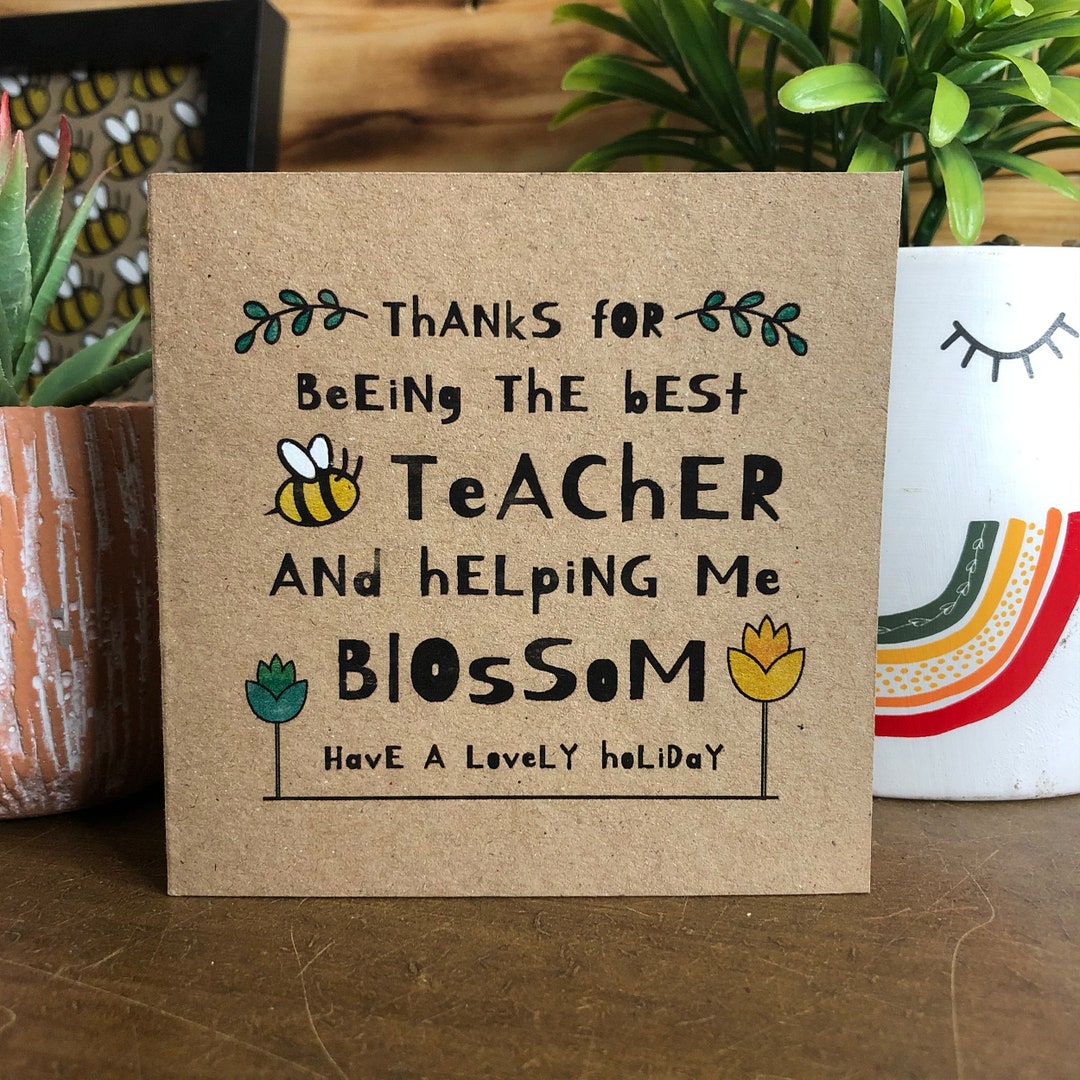 Bee Card, Teacher Card, Thanks for Beeing the Best Teacher, Eco ...