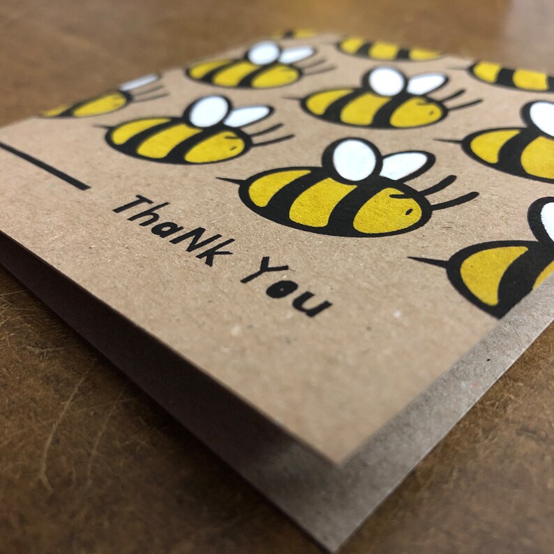 Bee Card, Thank You Card, Bee Swarm, Eco Friendly Handcrafted ...