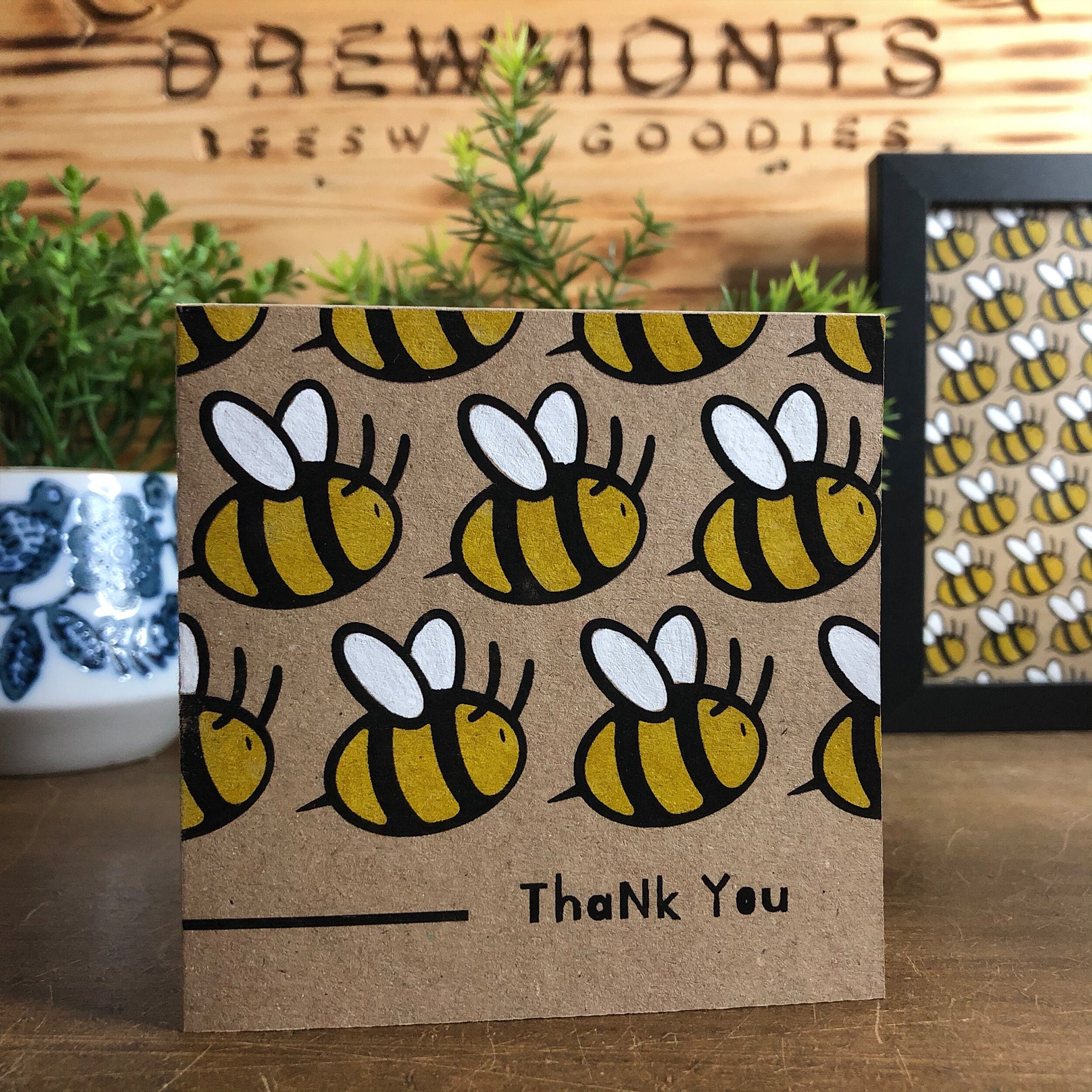 Bee Card, Thank You Card, Bee Swarm, Eco Friendly Handcrafted ...