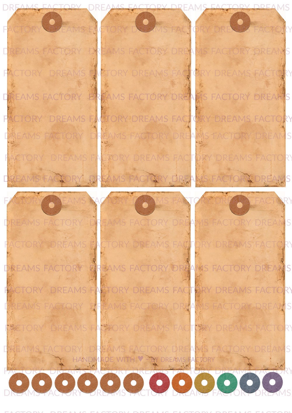Vintage Distressed Large Blank Tags With Brown Reinforced Holes | 6 ...
