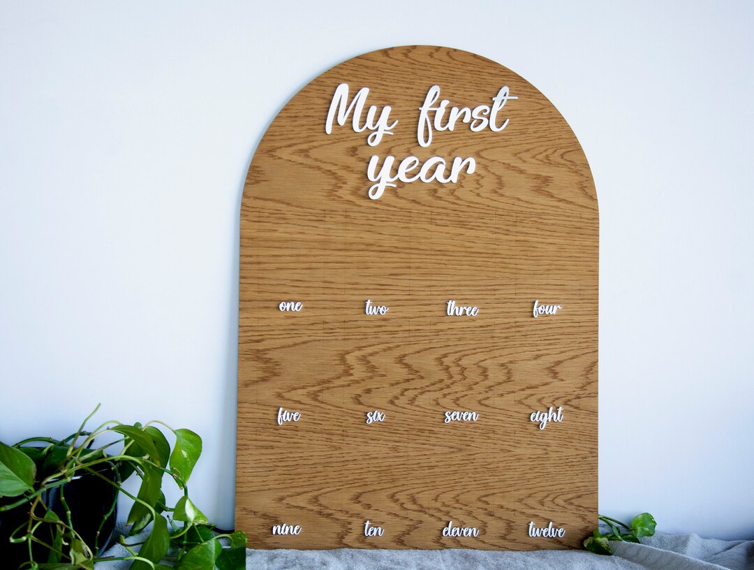One Year Baby Photo Board | Personalized Baby First Year Photo Wooden ...