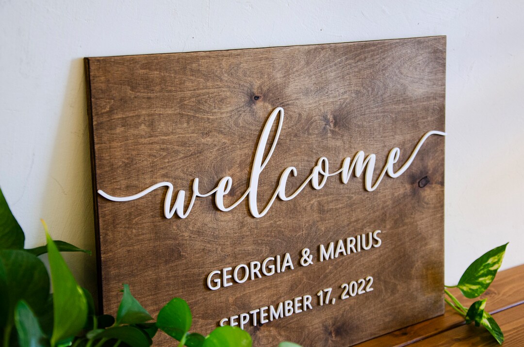Personalized Rustic Wood Welcome Sign for Wedding - Customizable ...