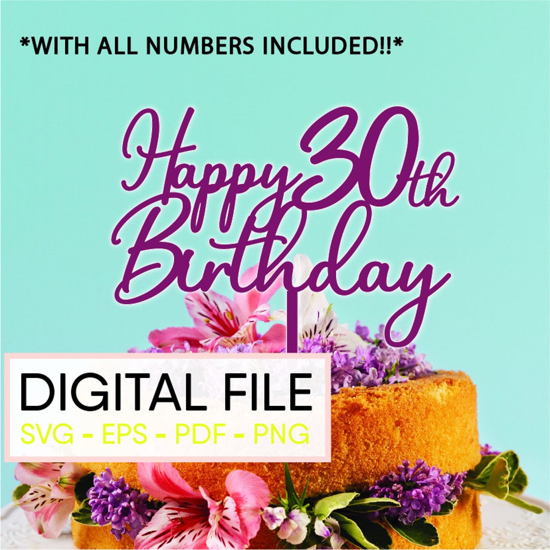 Happy Birthday With Age Topper Design | Topper Designs for Laser Cut ...