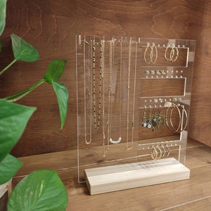 Jewellery Stand Necklaces and Earrings Organizer Clear Acrylic Earring Organizer Jewelry Display GIFT FOR HER Etsy
