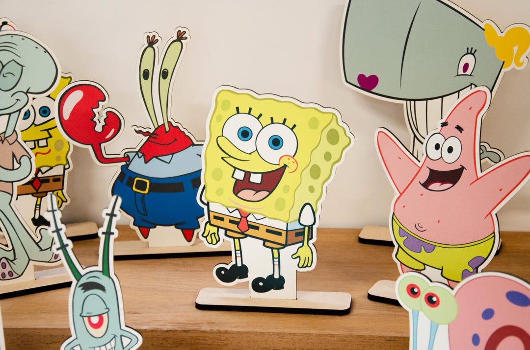Spongebob Characters Figures Wooden Spongebob Centerpiece Cutouts ...