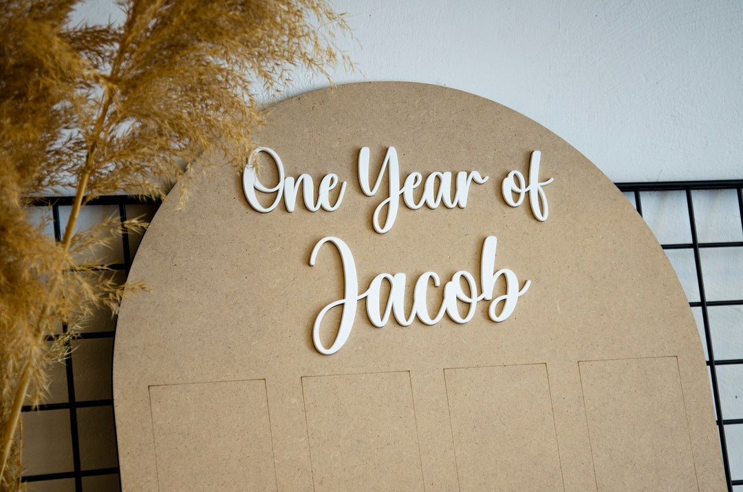 One Year Baby Wooden Photo Board | Personalized Baby First Year Photo ...