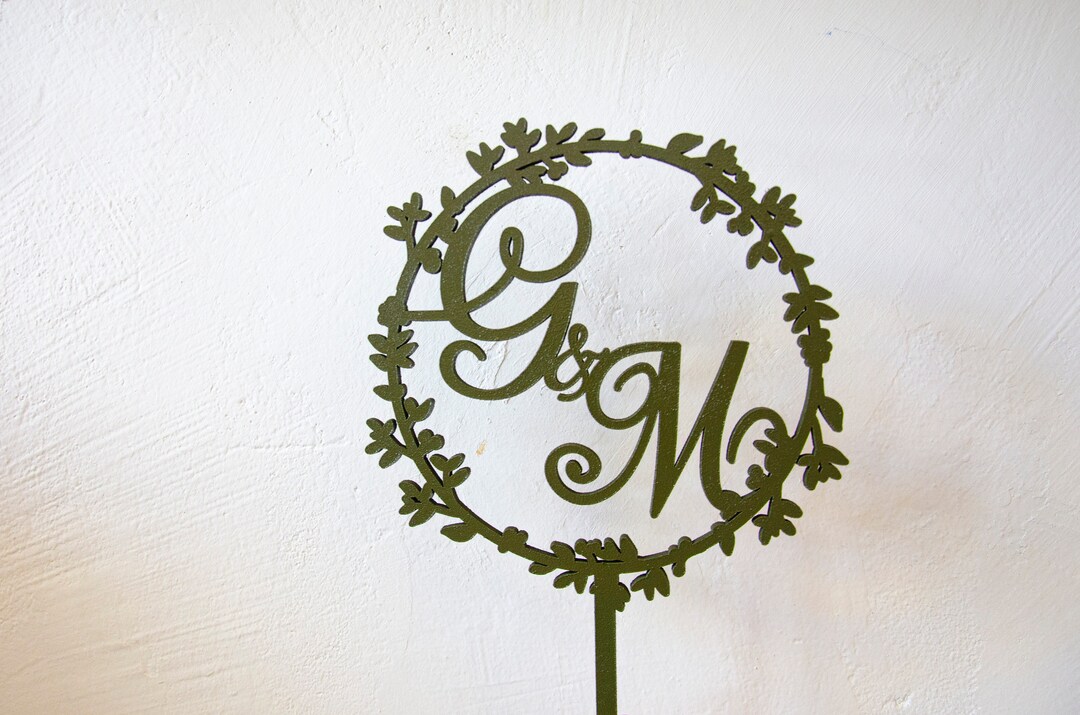 Wedding Initials Cake Topper | Wedding Floral Cake Topper | Boho ...